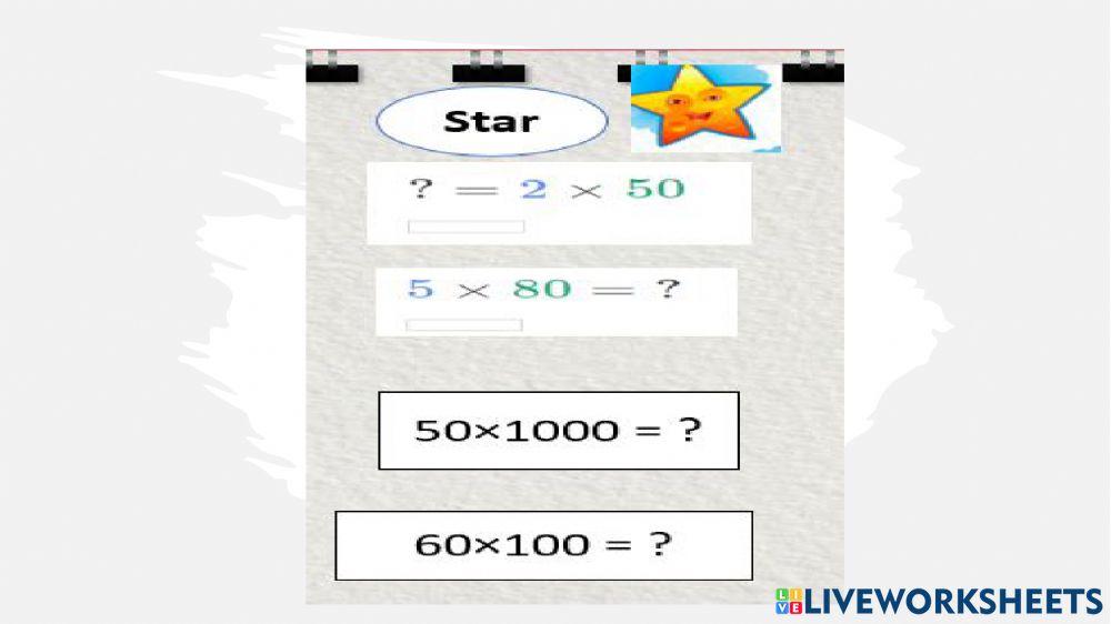 Multiply by 10,100,1000 interactive worksheet | Live Worksheets