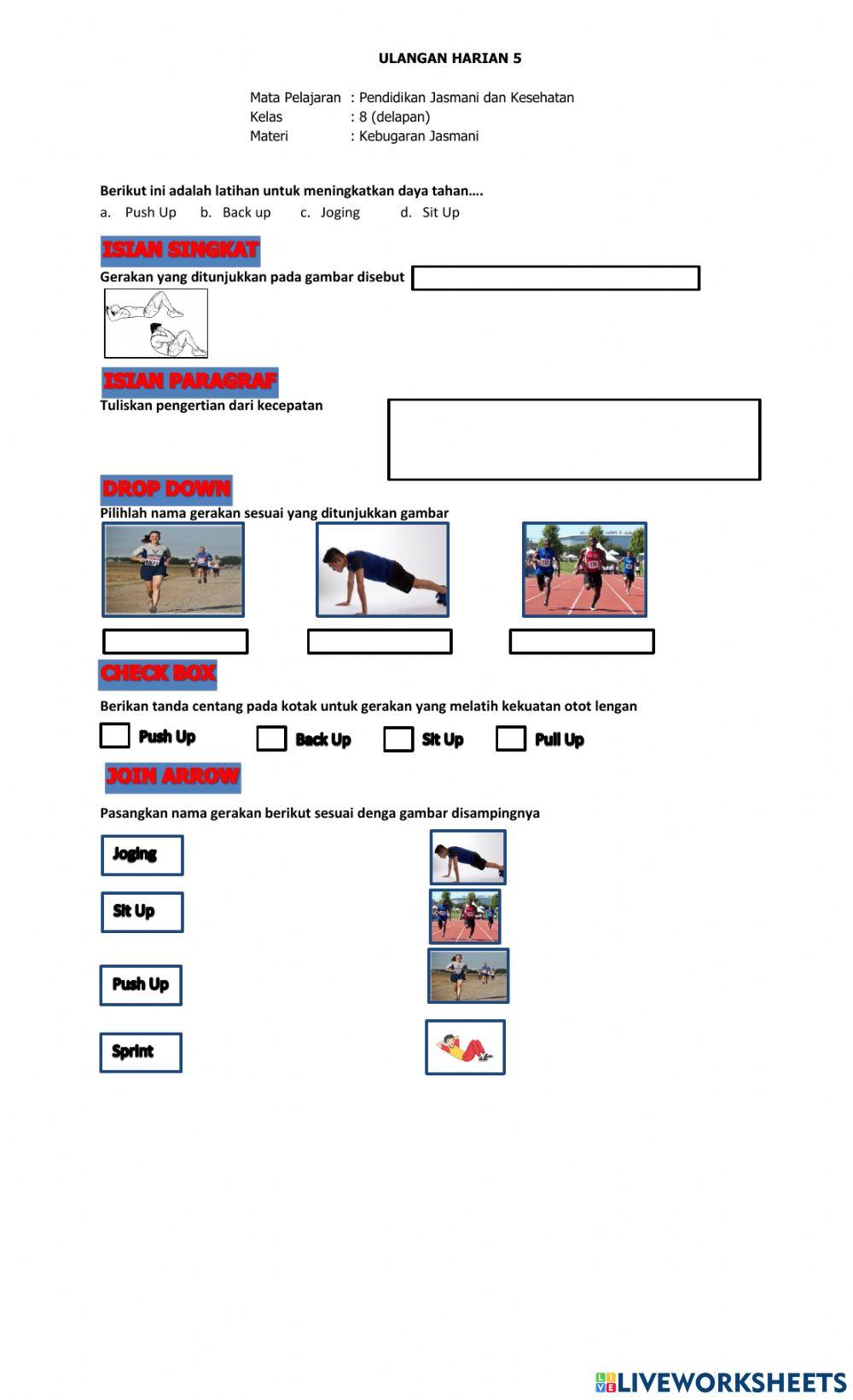 Uh 5 kebugaran worksheet | Live Worksheets