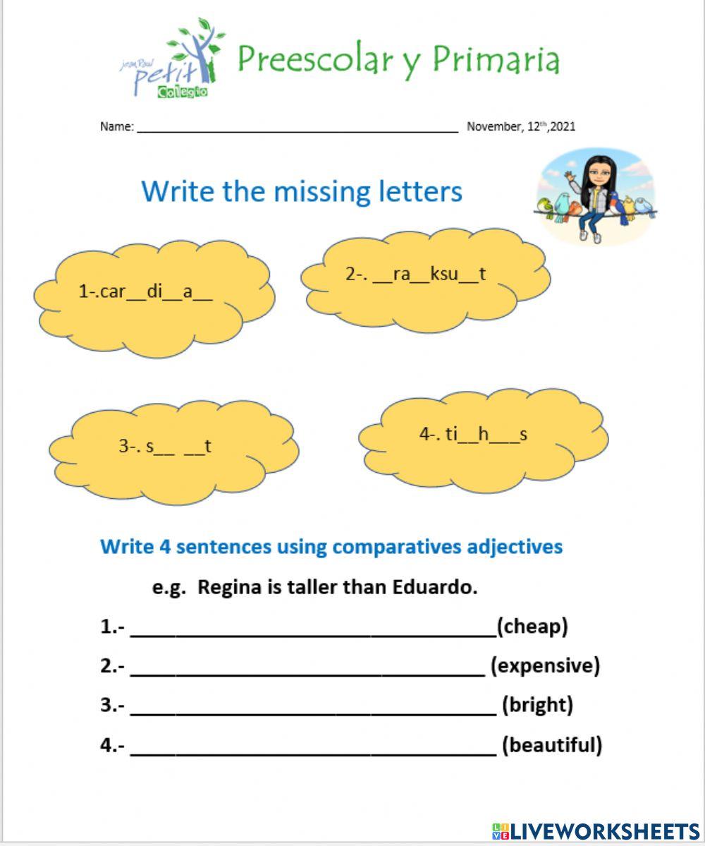 Comparatives adjectives activity for grade 3 | Live Worksheets
