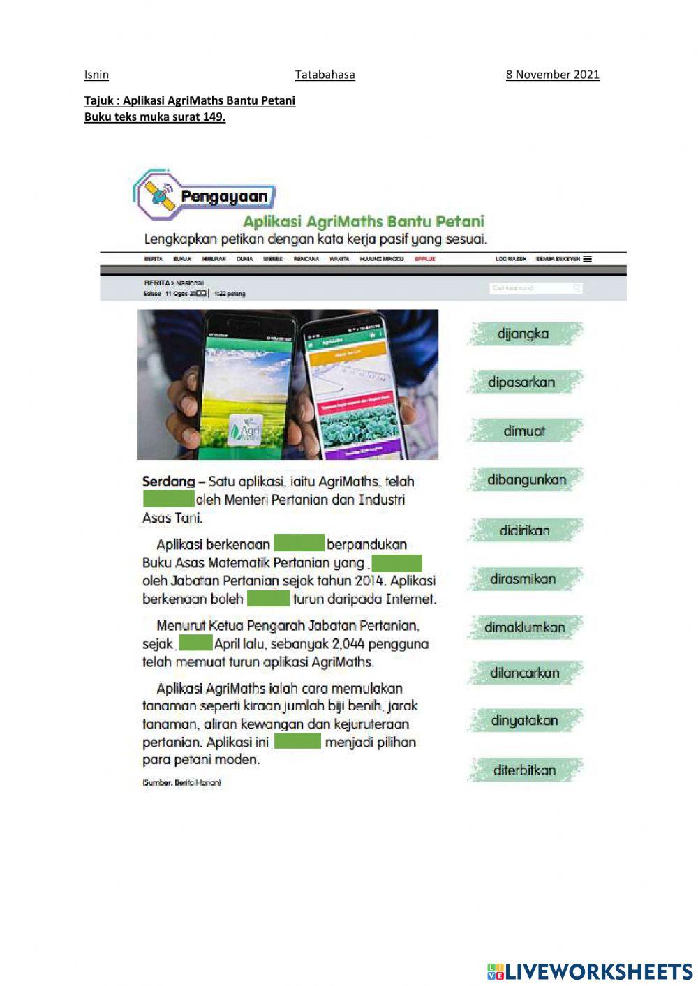 Aplikasi agrimaths bantu petani online worksheet | Live Worksheets