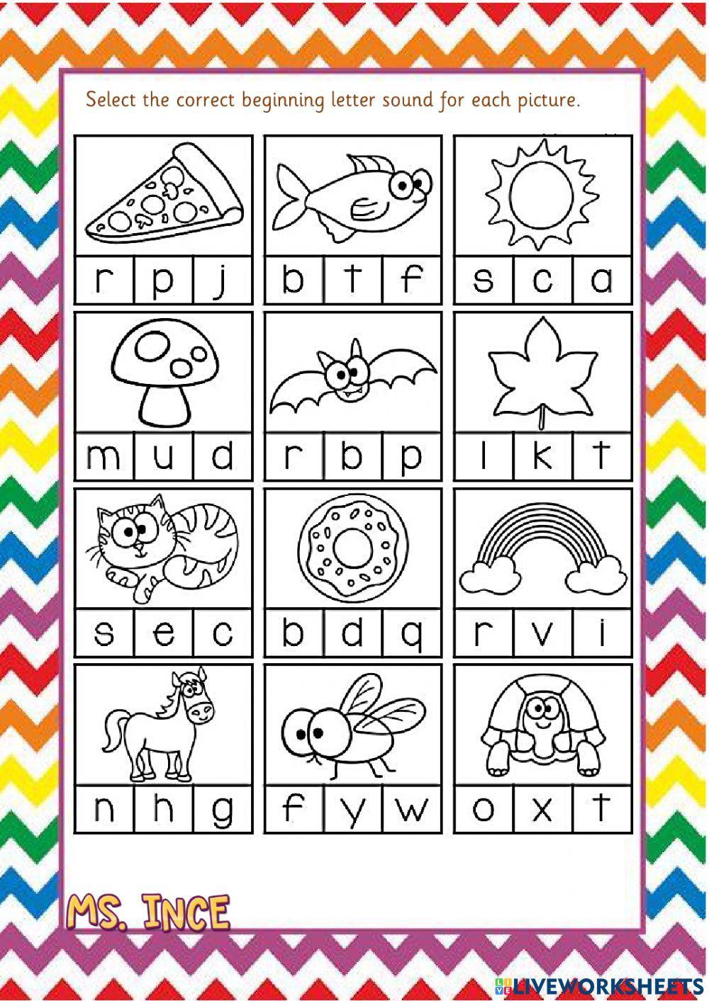 Initial Sound online worksheet for Infant Year One | Live Worksheets