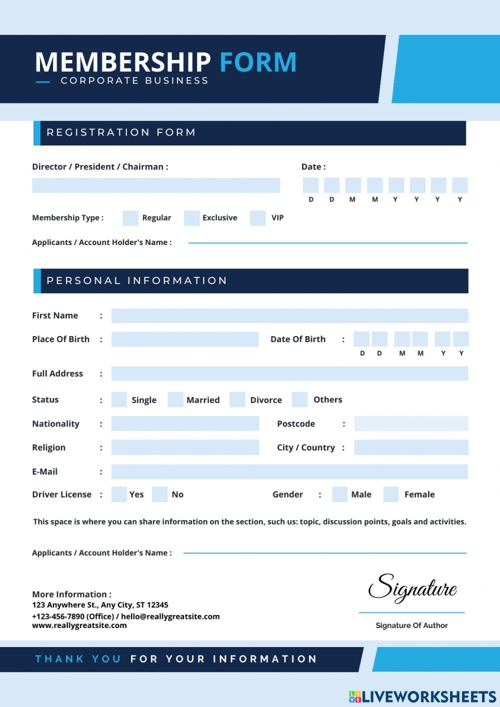 Contoh free online activity | Live Worksheets