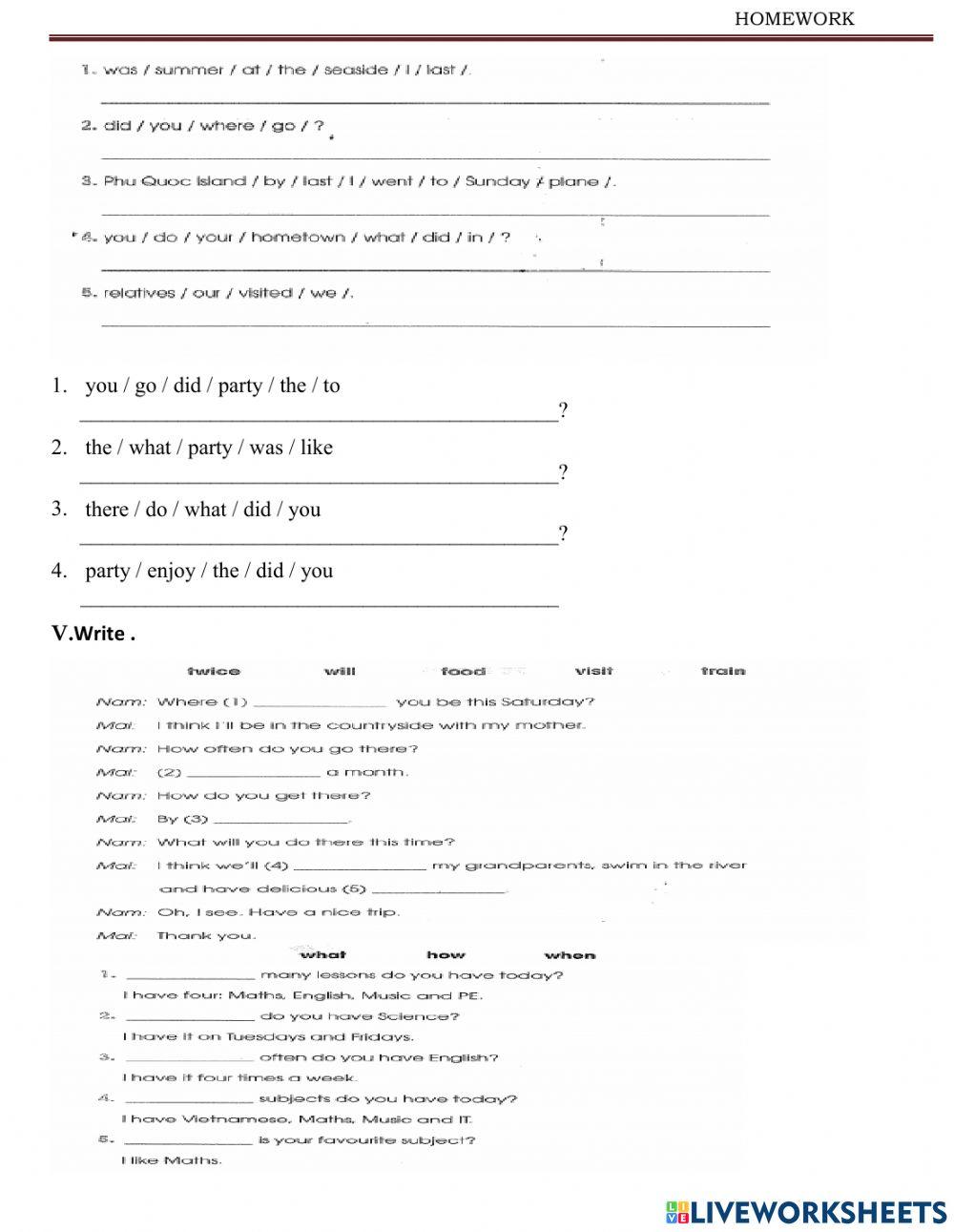 5a1 thi lan 2 online exercise for | Live Worksheets