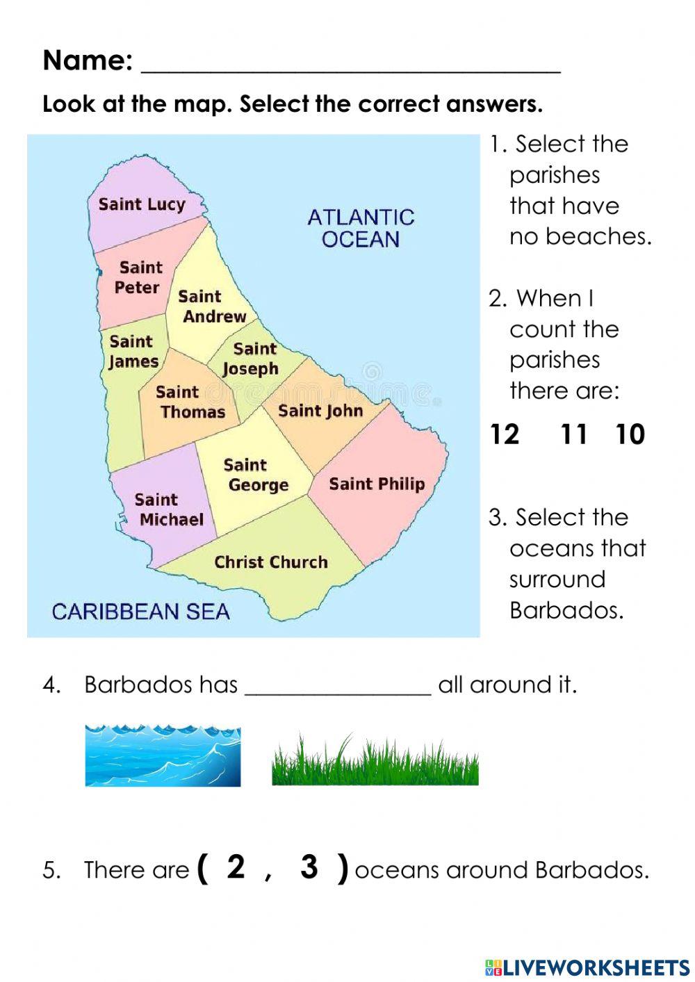 Barbados - Map Work worksheet | Live Worksheets