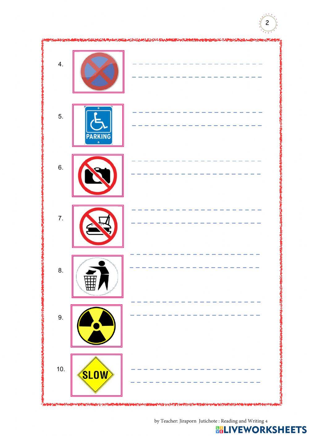 Exercise 1: Sign-Notice: 10 points | LiveWorksheets