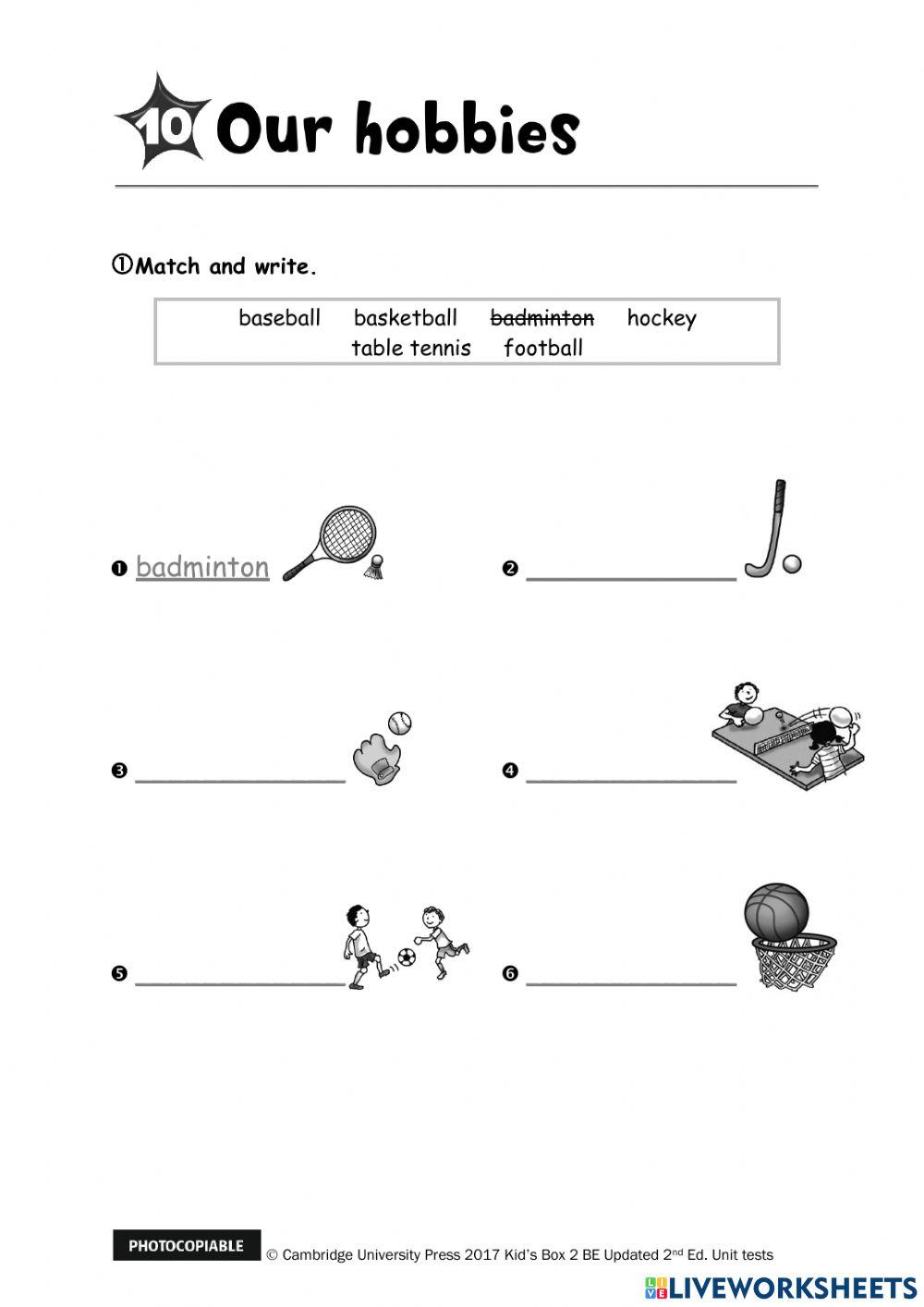 Our Hobbies online exercise for | Live Worksheets