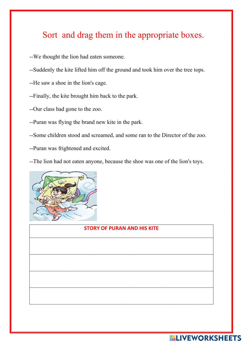 Sequencing the story | LiveWorksheets | 1616899