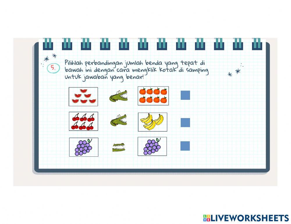 Membandingkan Bilangan worksheet for 1 | Live Worksheets