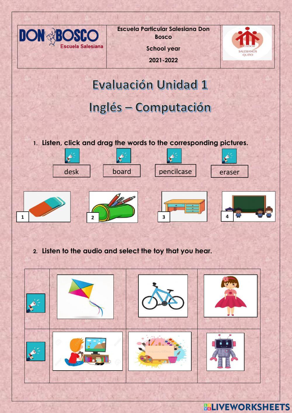 EVALUATION UNIT 1 worksheet | Live Worksheets