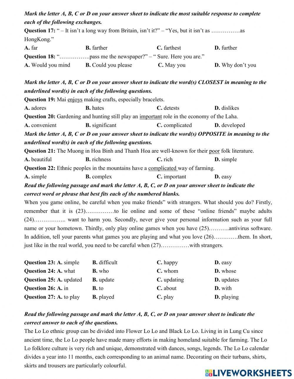 Grade 8- review Mid-1st term test(2) worksheet | Live Worksheets
