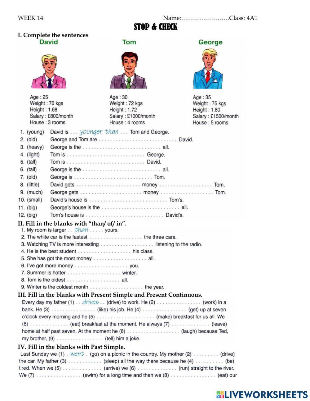 Grade 4- Mini test W13 worksheet | Live Worksheets