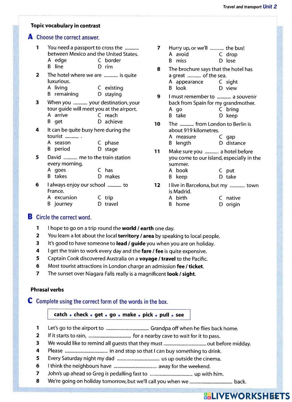 B2 Vocabulary (Transport and Travel) 4075992 | George Liu