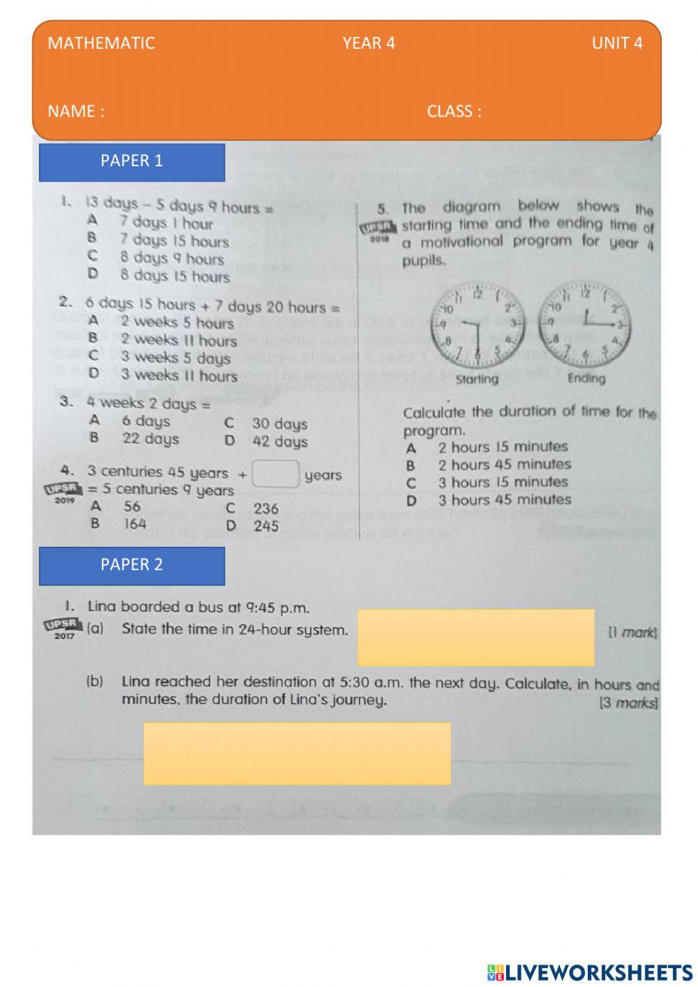 TIME REVISION 8 -bY Tch Ctainon worksheet | Live Worksheets