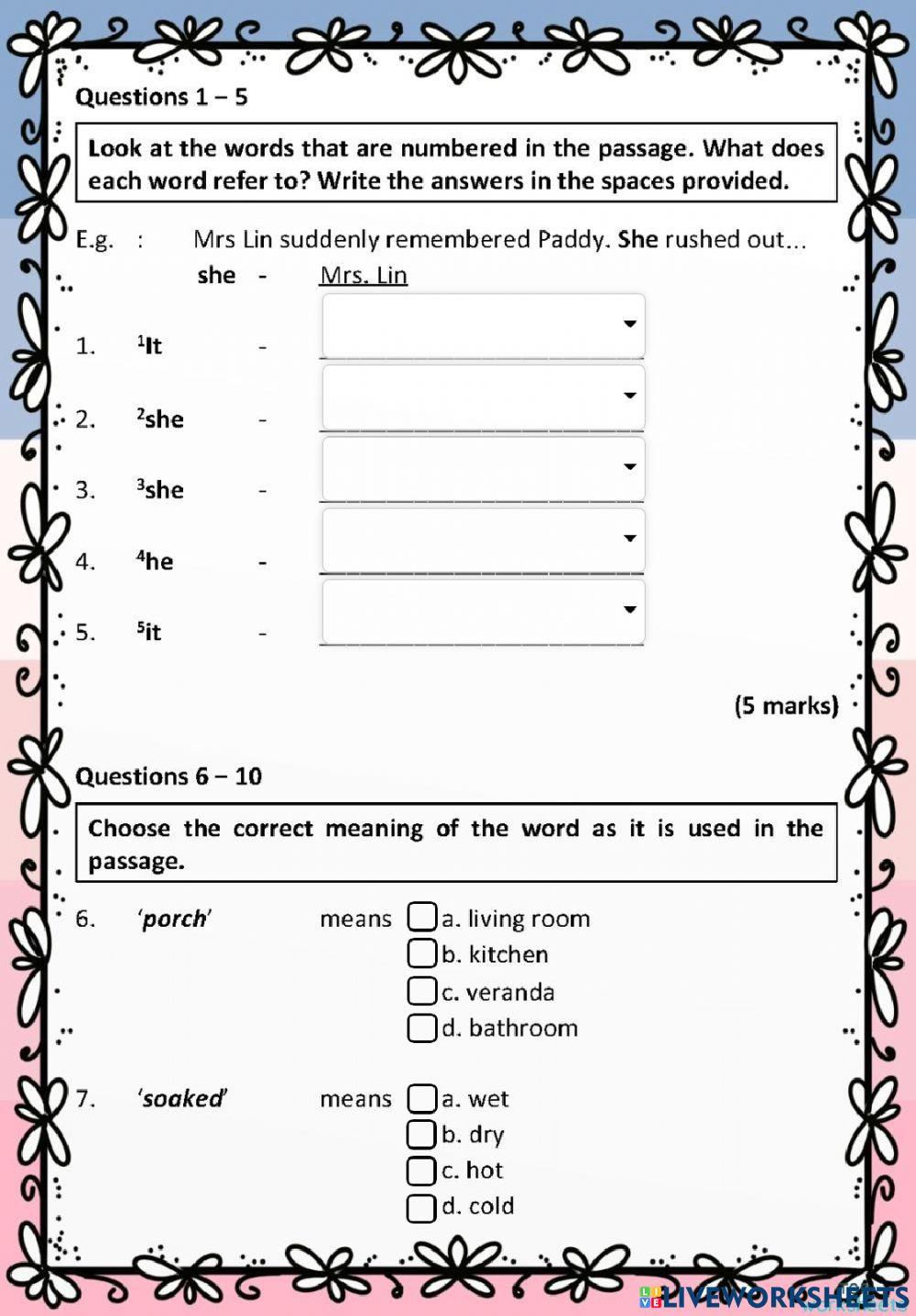Comprehension Y… | Free Interactive Worksheets | 4266525