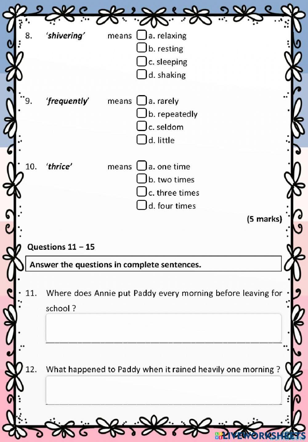 Comprehension Y… | Free Interactive Worksheets | 4266525