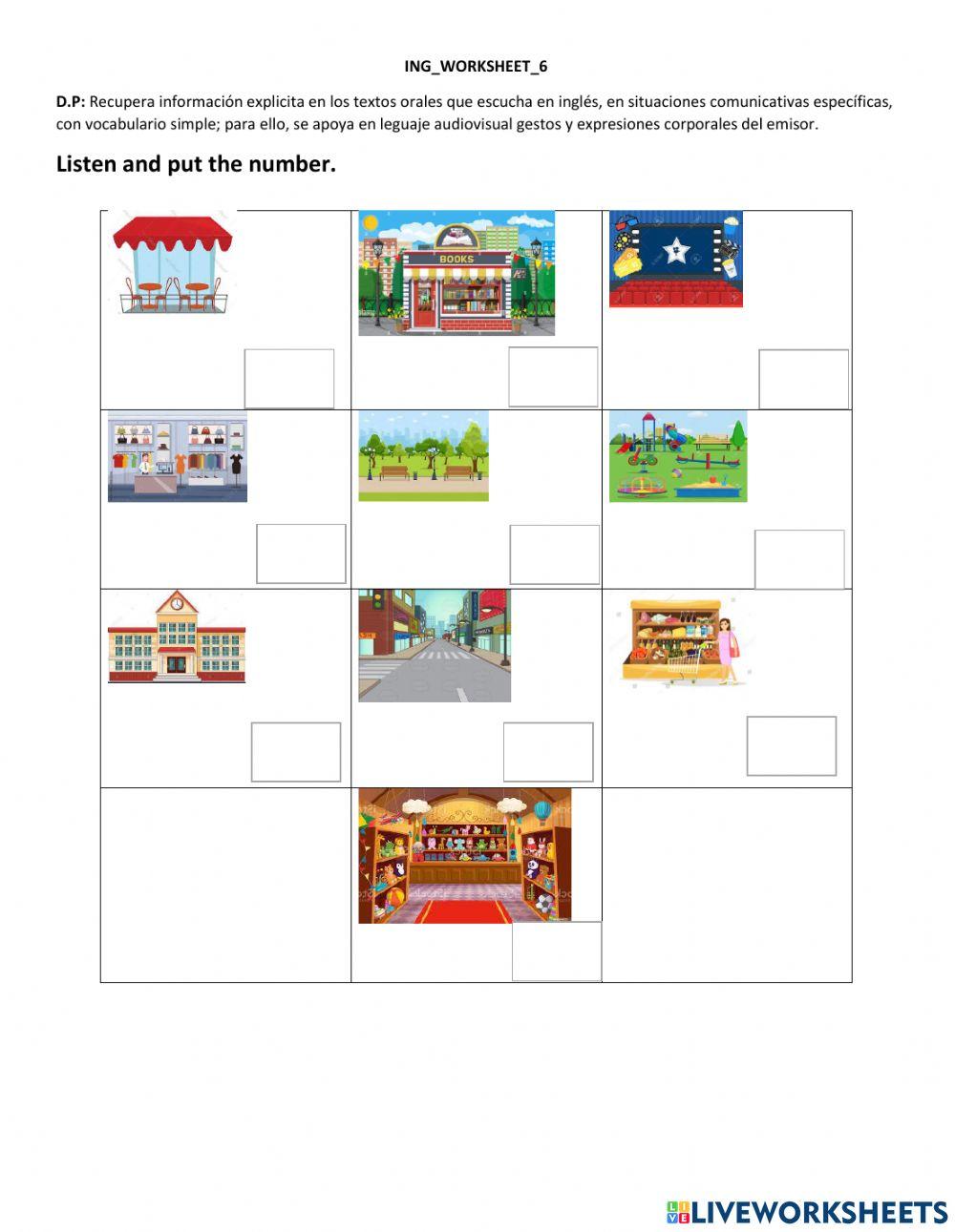 In town online pdf exercise | Live Worksheets