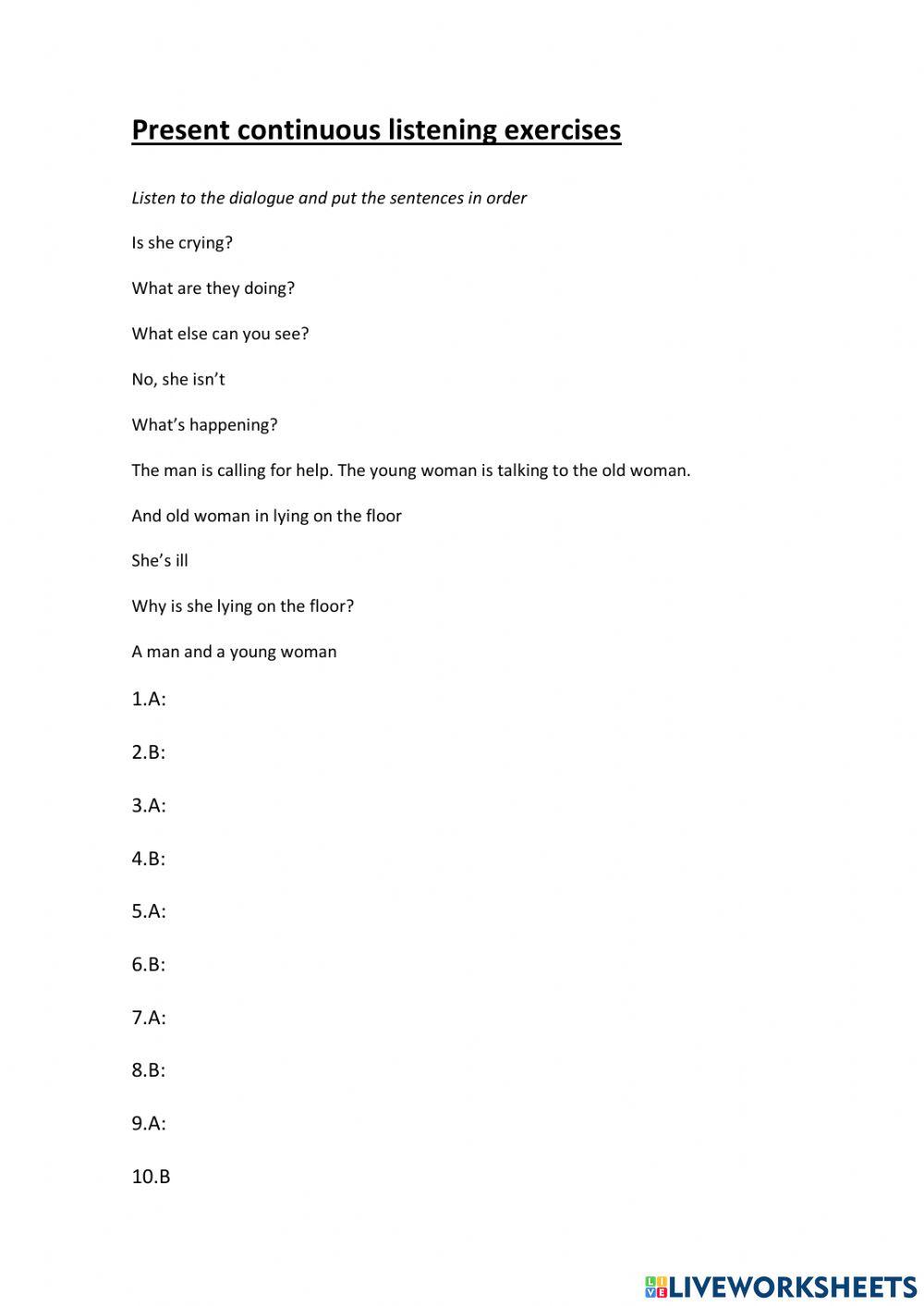 Present Continu… | Free Interactive Worksheets | 1619215