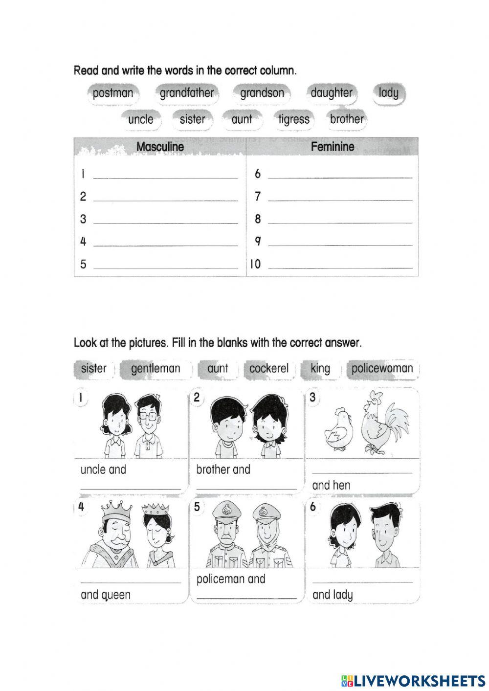 Gender free activity | Live Worksheets