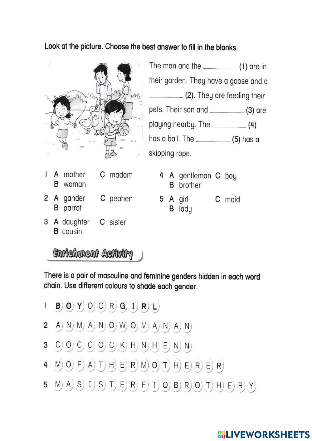 Gender free activity | Live Worksheets