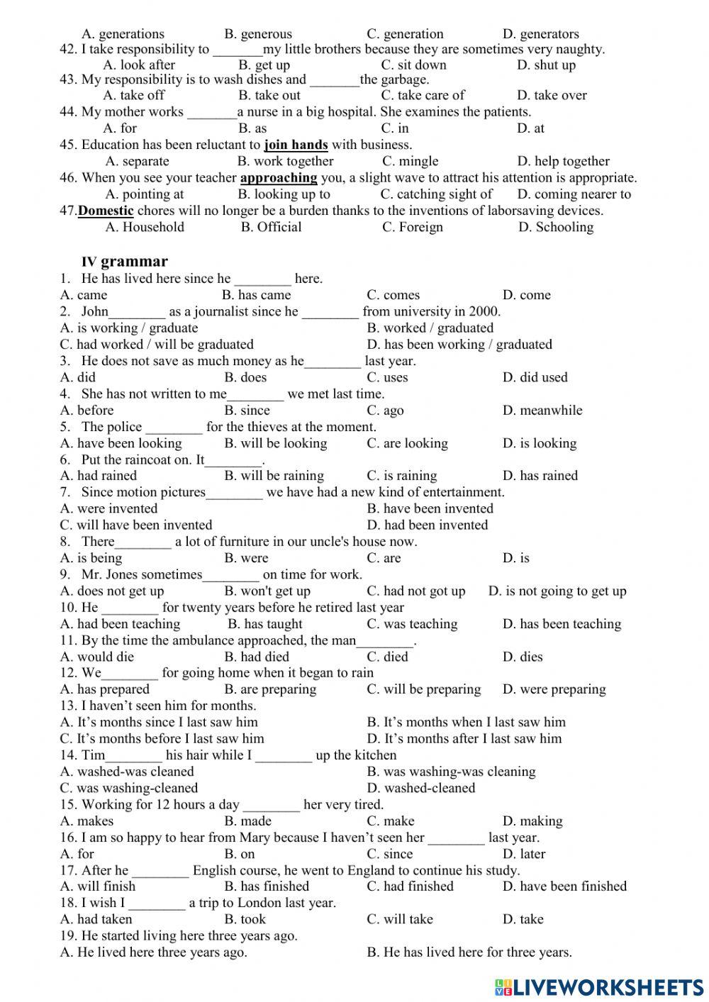 Review -g12 worksheet | Live Worksheets