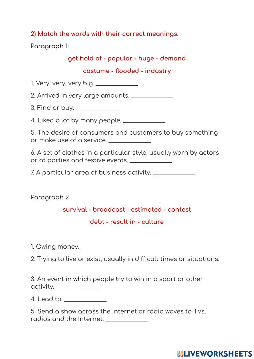 Squid game clothes in high demand worldwide worksheet | Live Worksheets