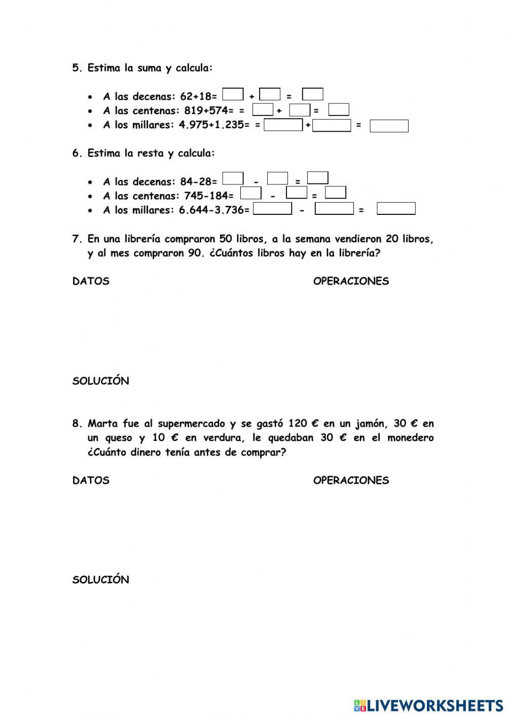 Repaso tema 2 matemáticas worksheet | Live Worksheets