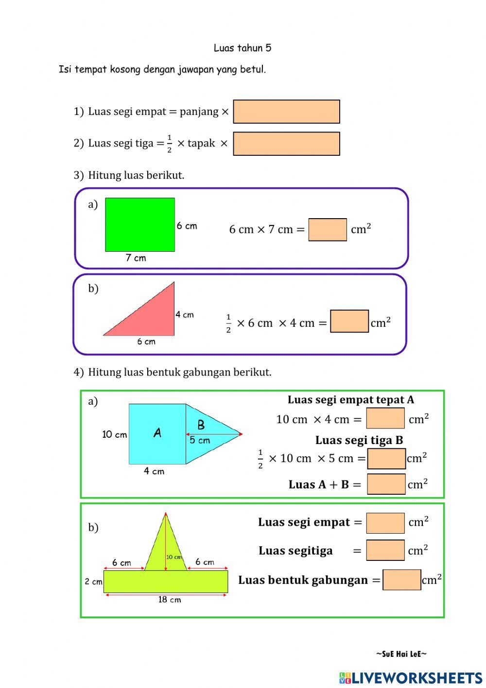 1581172 | Luas Tahun 5 | suhaili79 | LiveWorksheets