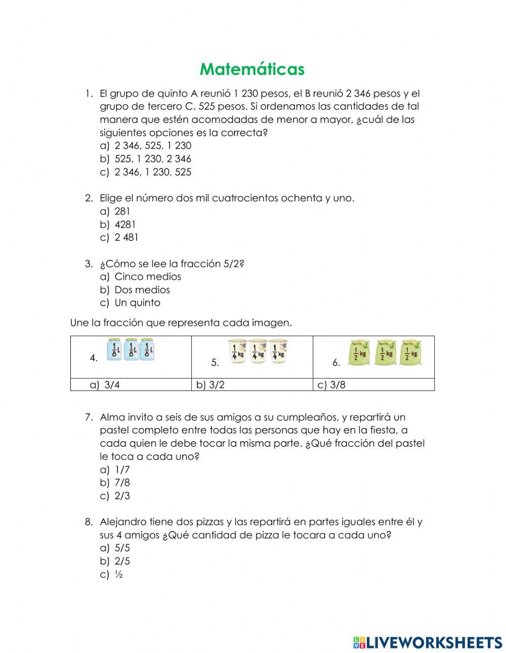 Matemáticas online exercise for | Live Worksheets