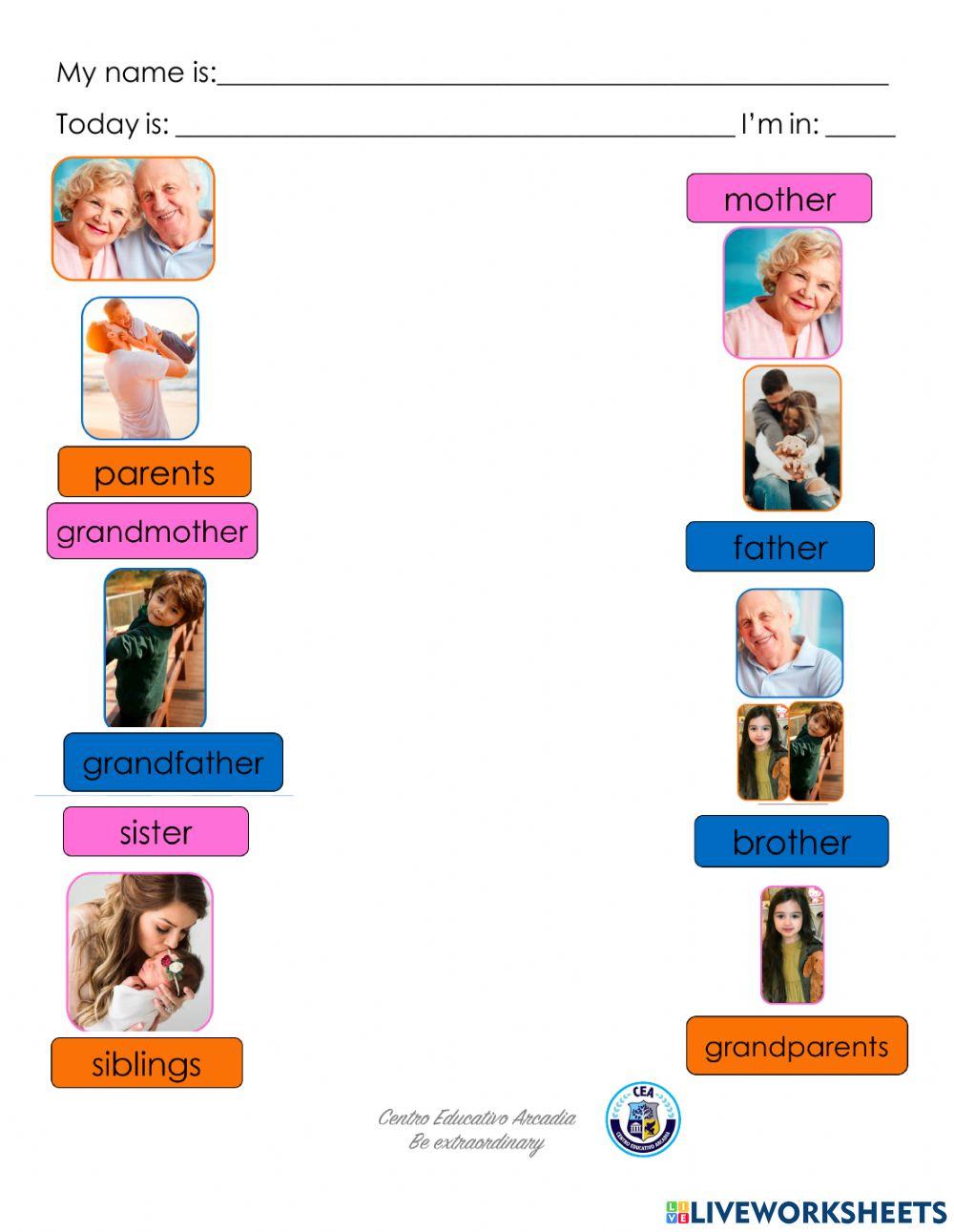 The family online exercise for initial | Live Worksheets