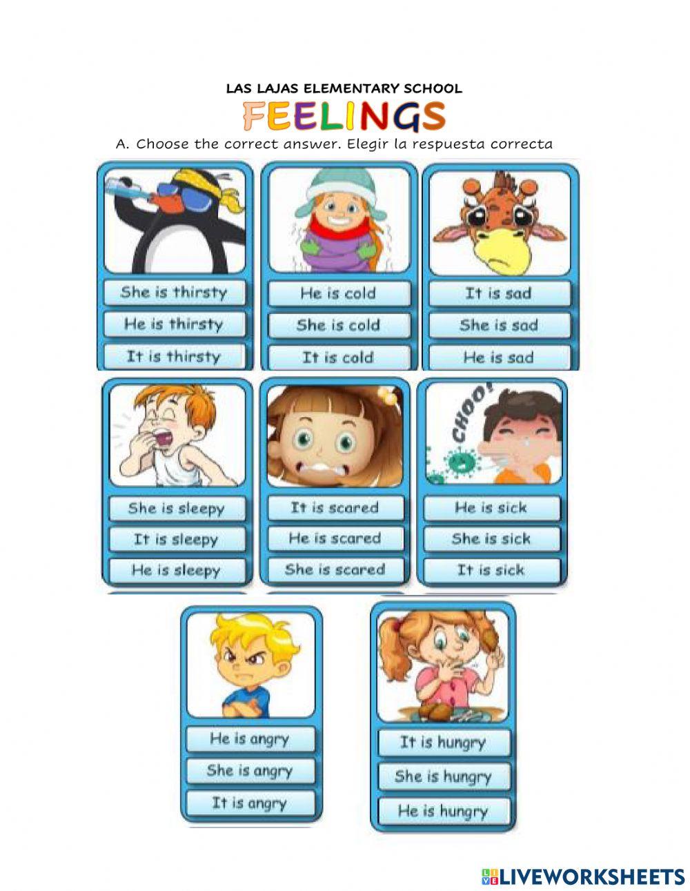 Feelings online exercise for 2 | Live Worksheets