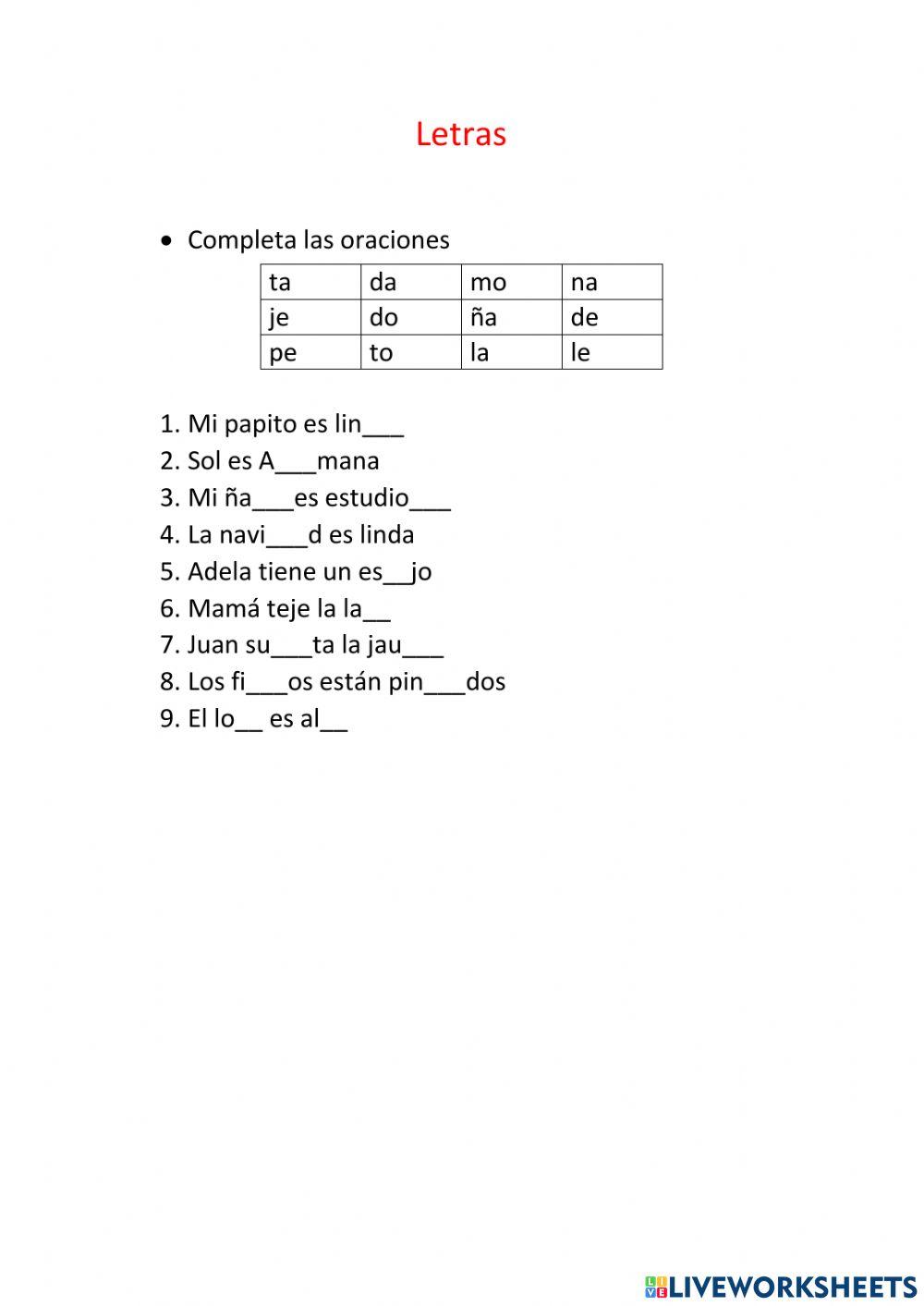 Letras | Free Interactive Worksheets | 4021102