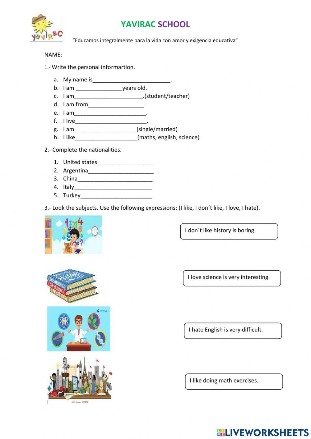 First partial evaluation exercise | Live Worksheets