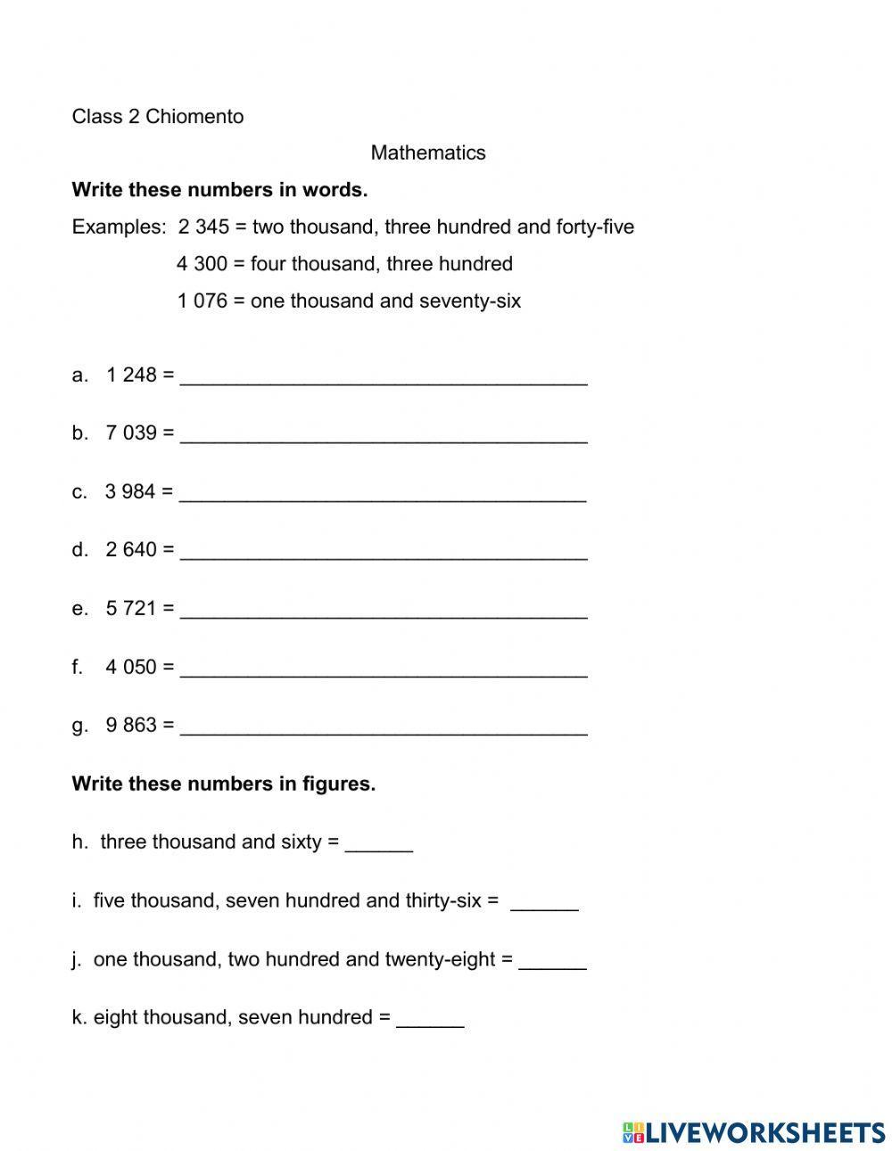 Number Concepts online pdf worksheet | Live Worksheets