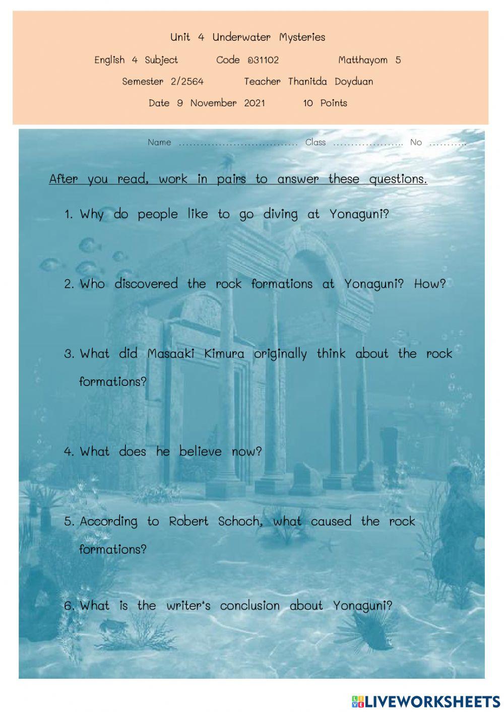 M5 Answer Comprehension P.67 No.20 online exercise for | Live Worksheets