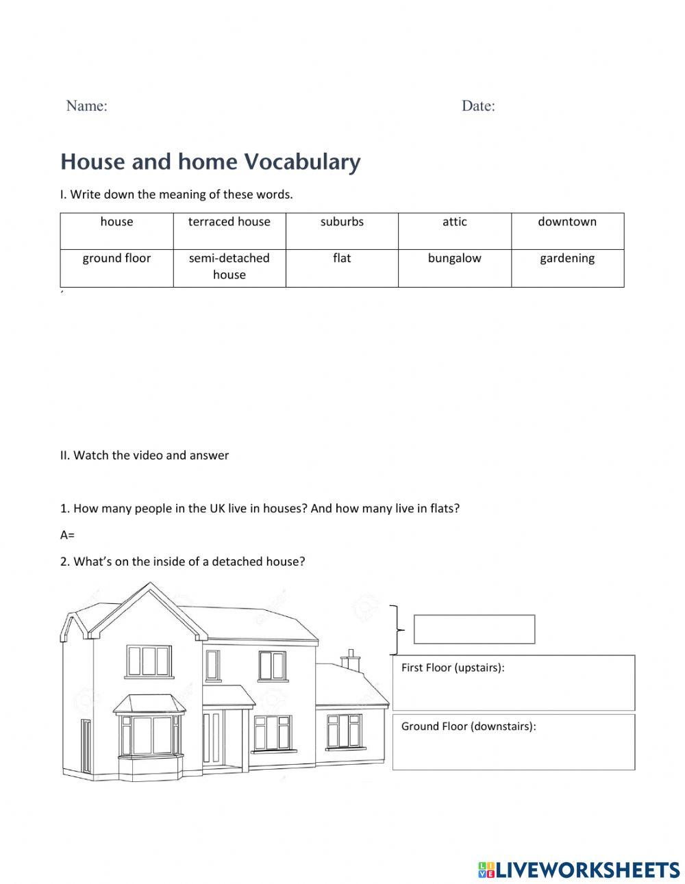 Housing in th UK worksheet | Live Worksheets