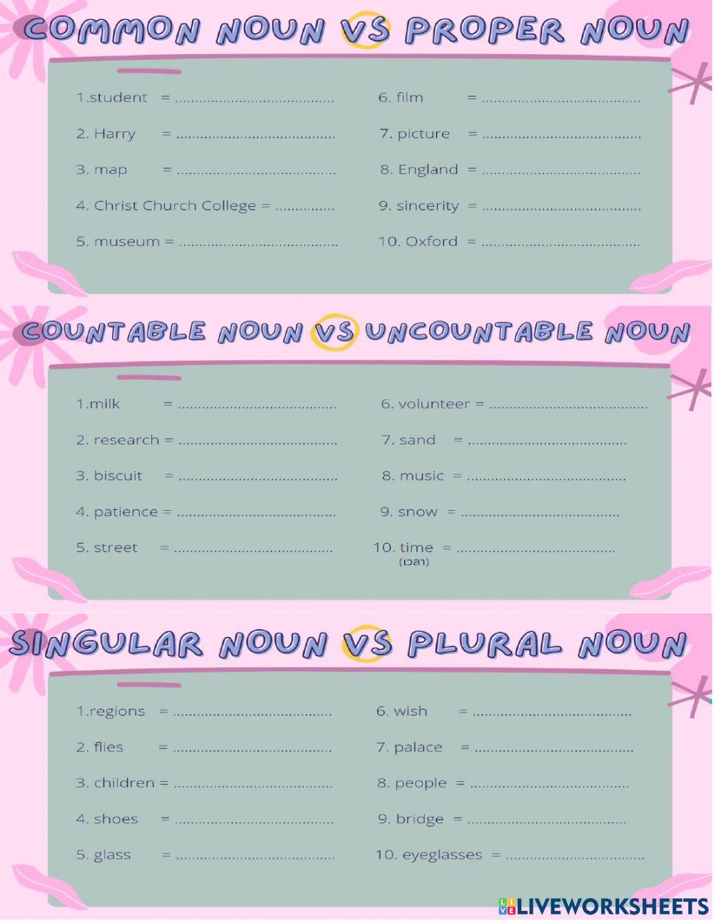 Noun online exercise for | Live Worksheets