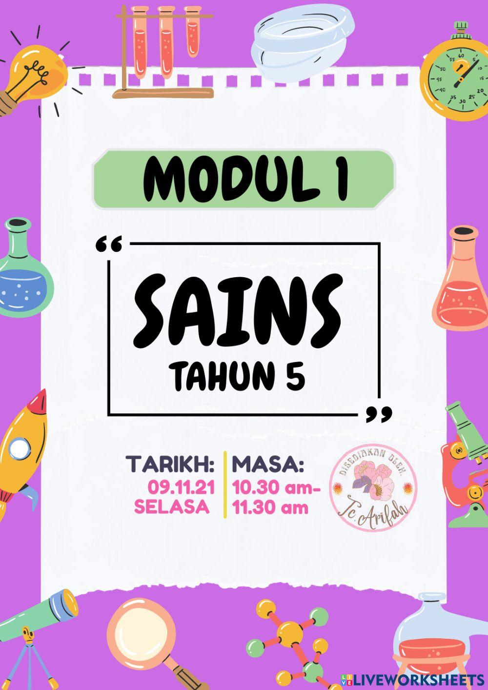 Modul 1 :Sains T5 worksheet | Live Worksheets