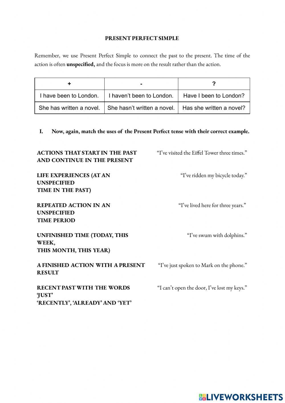 Present Forms review worksheet | Live Worksheets
