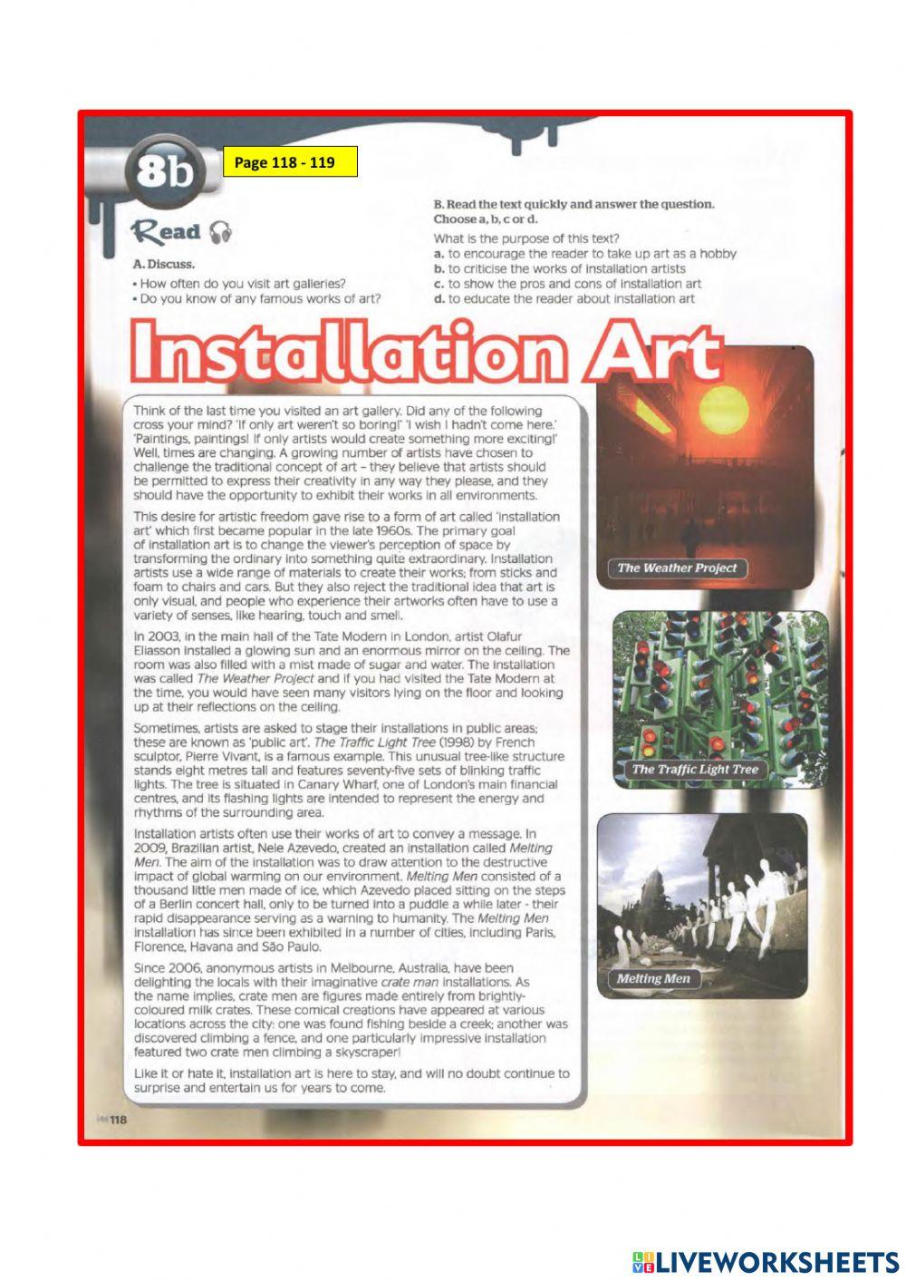 Unit 8b Reading worksheet | Live Worksheets