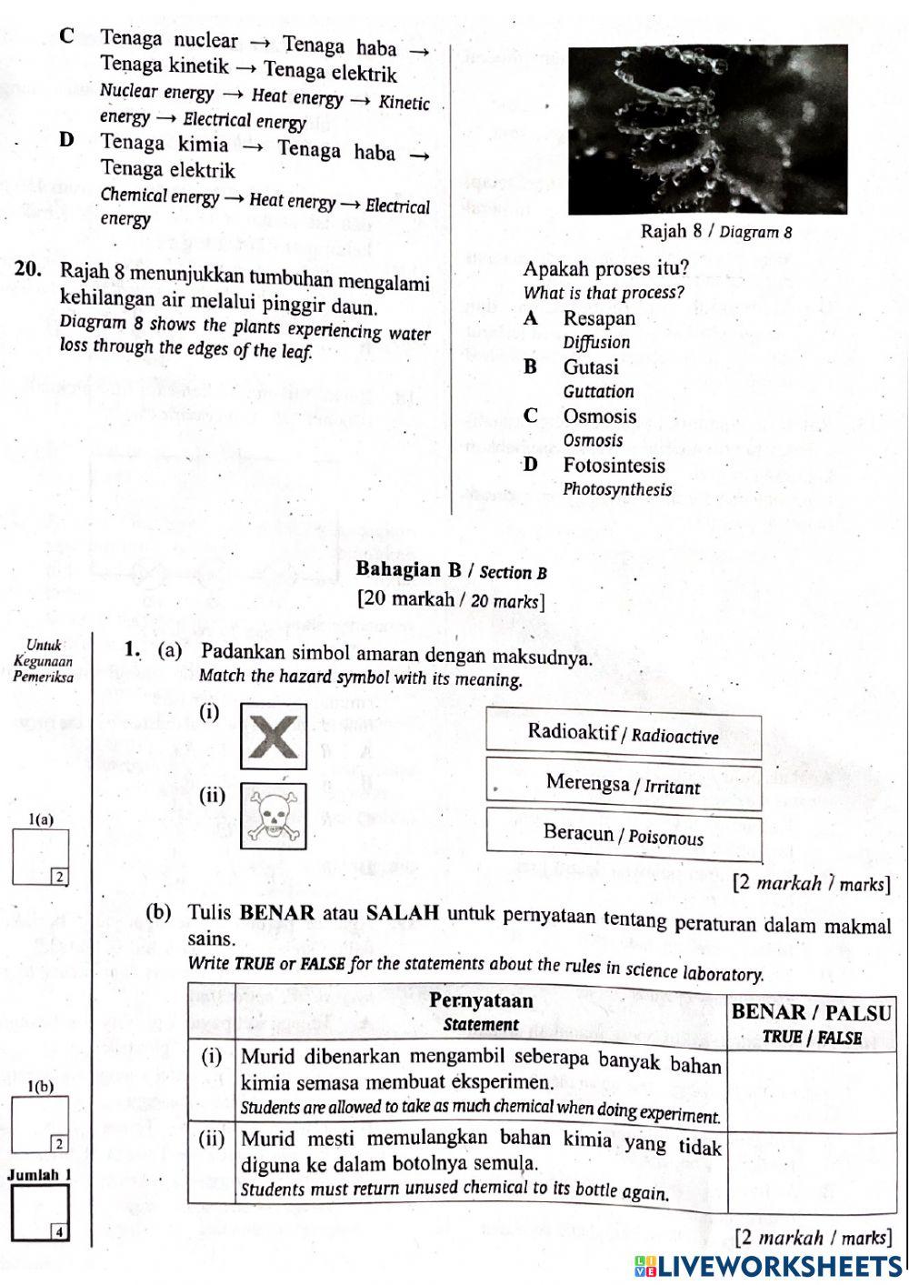 KERTAS MODEL 2 PT3 - PART 2 online exercise for | Live Worksheets