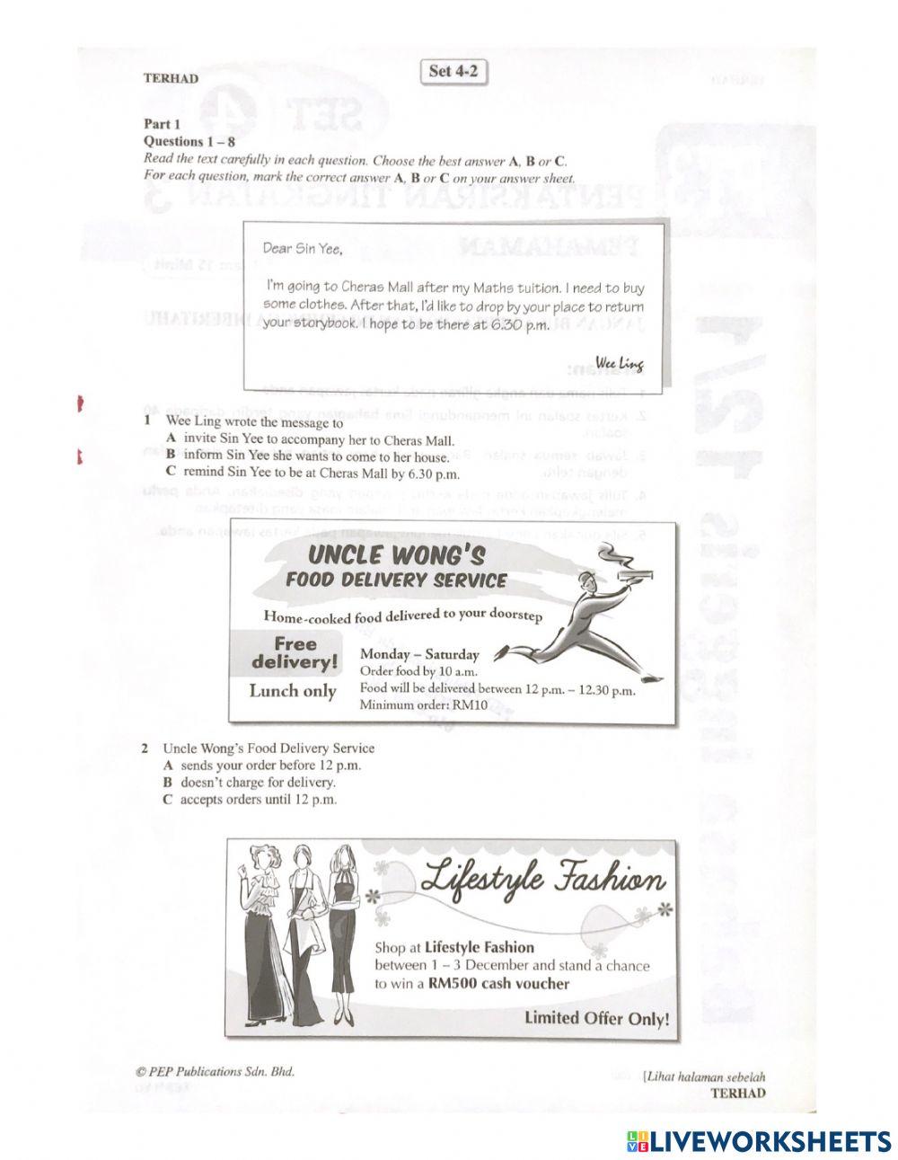 English Part 1 (Exercise) online exercise for | Live Worksheets