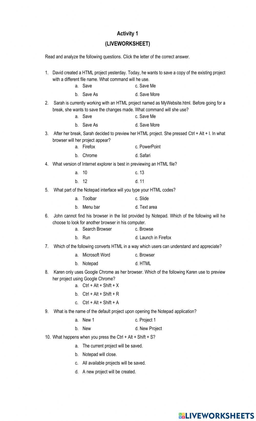 Computer M3 1621594 | sjigrade6 | Live Worksheets