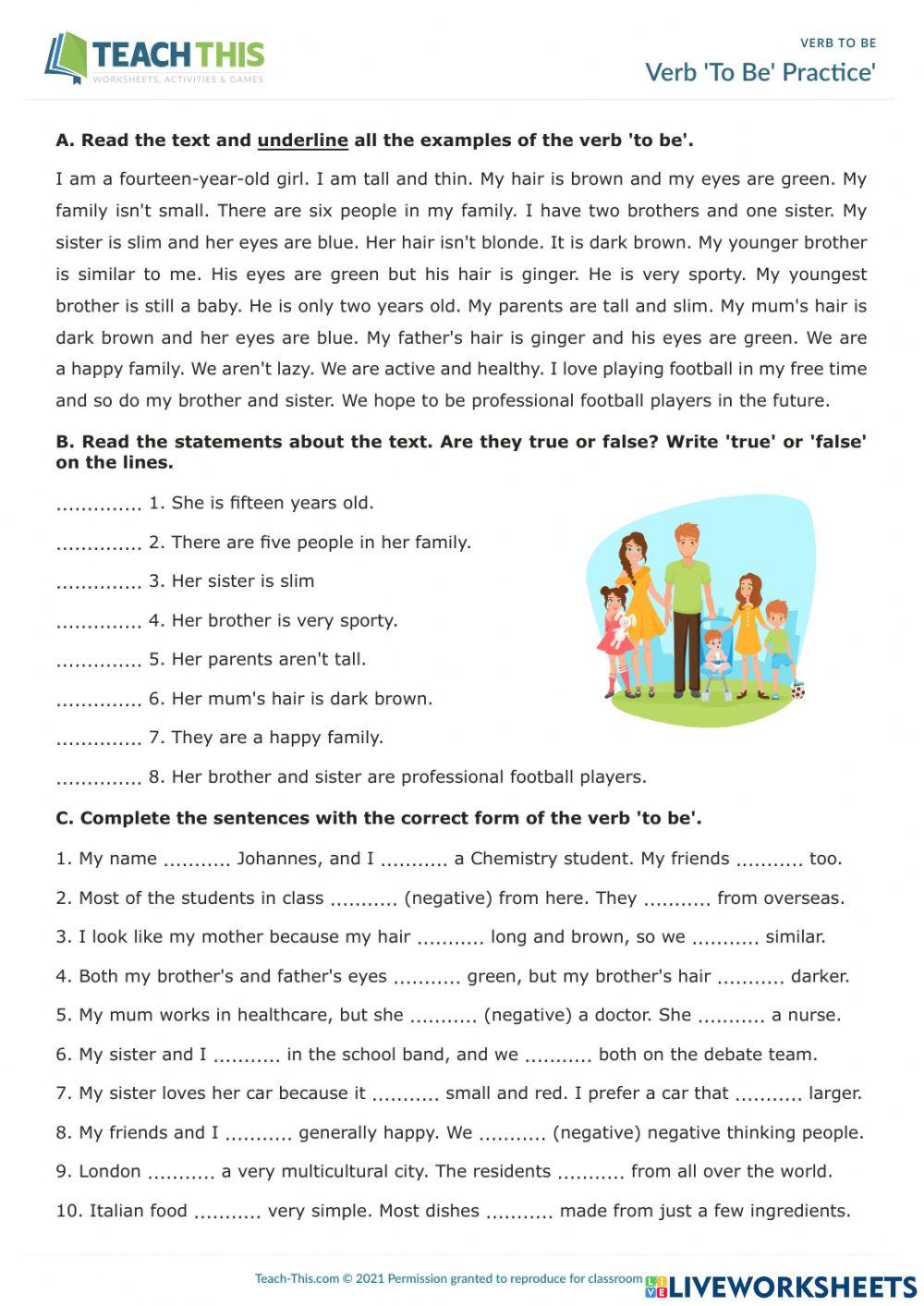 Verb to BE Practice online exercise for | Live Worksheets