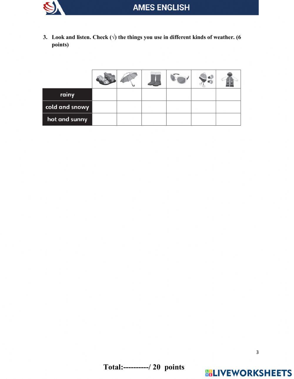 Movers 1 - Final Test online exercise for | Live Worksheets