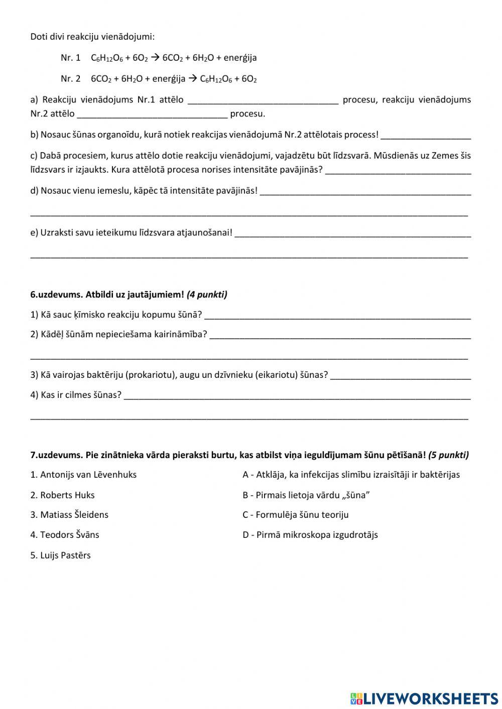 2. PĀRBAUDES DARBS “NEREDZAMĀ DZĪVĀ PASAULE” online exercise for | Live ...