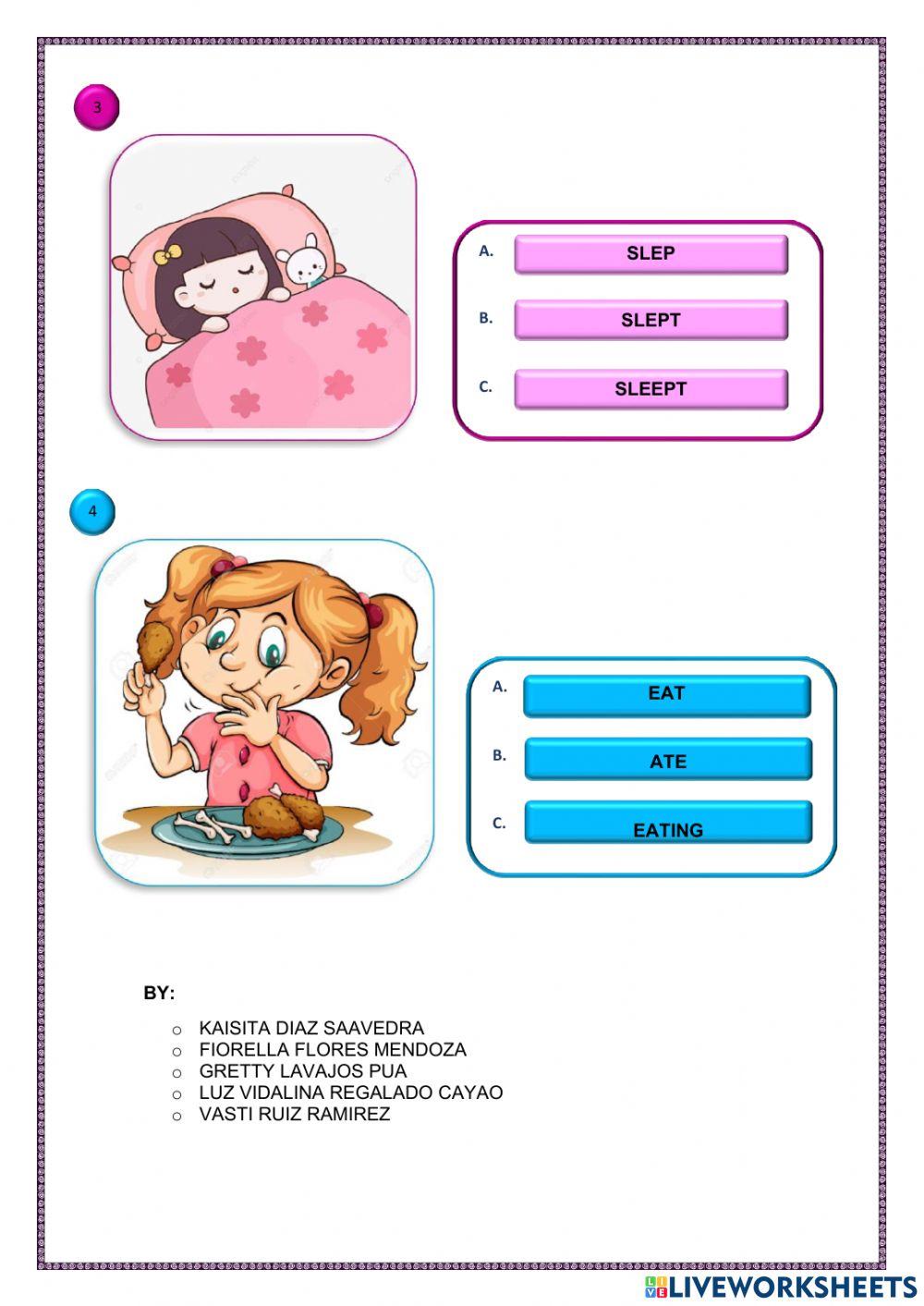 Simple past - irregular verbs online activity | Live Worksheets