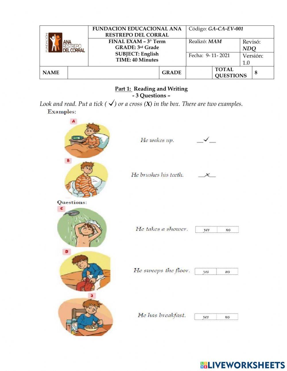 3rd Grade - Final Exam - III Term online exercise for | Live Worksheets