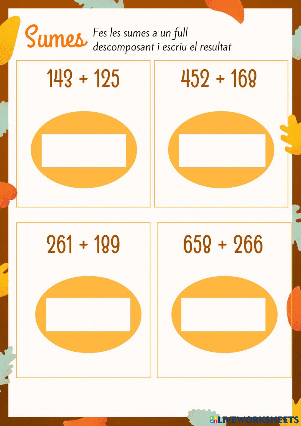 Sumes descomposant interactive worksheet | Live Worksheets