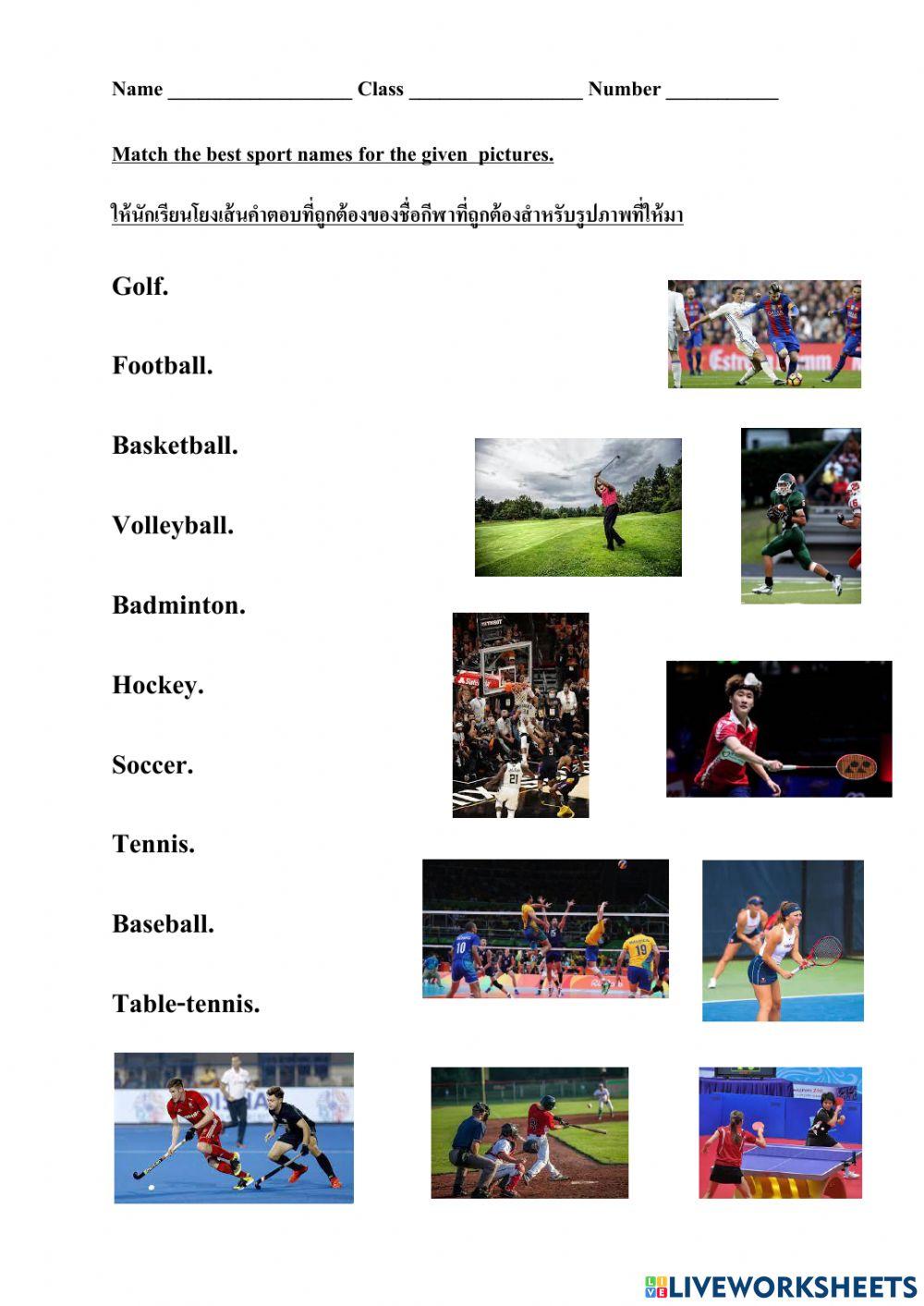 SportTest1 worksheet | Live Worksheets