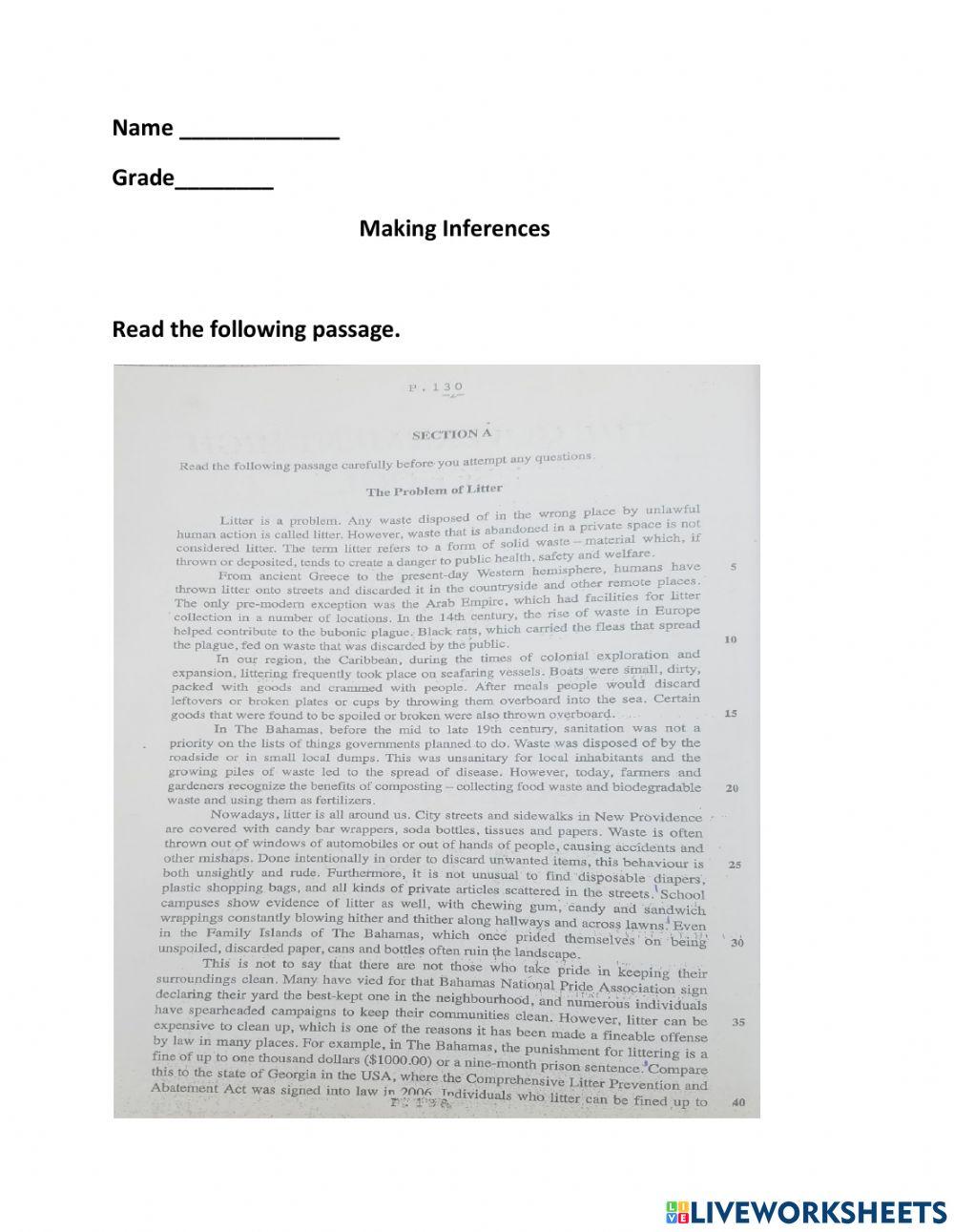 Litter 1 online exercise for | Live Worksheets